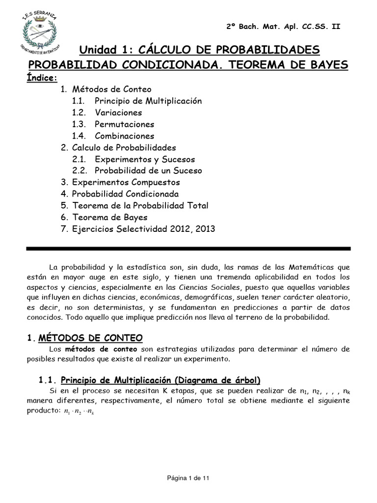 Tema 1 Cálculo de Probabilidad | Descargar gratis PDF | Teoría de probabilidad | Probabilidad