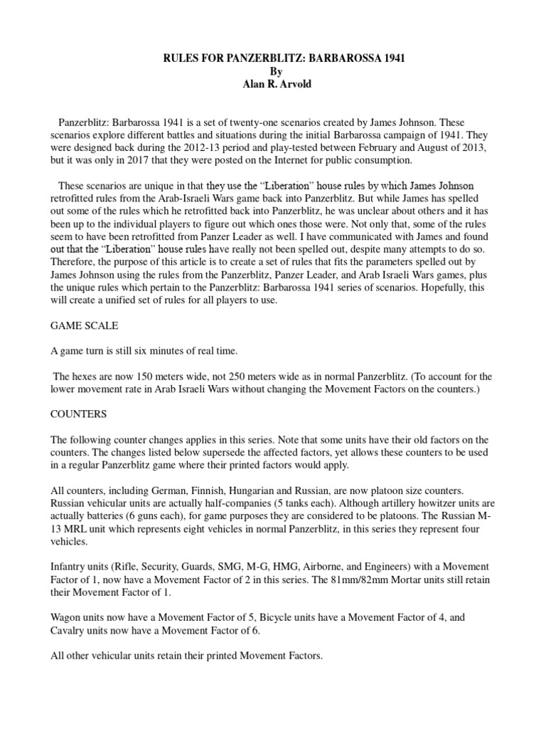 Panzerblitz: Barbarossa Rules Guide | PDF | Artillery | Tanks