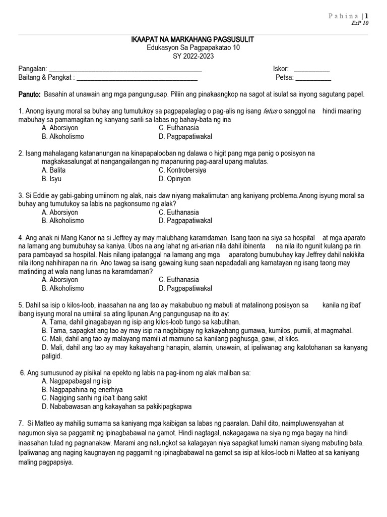 4th Quarter Esp10 Pdf