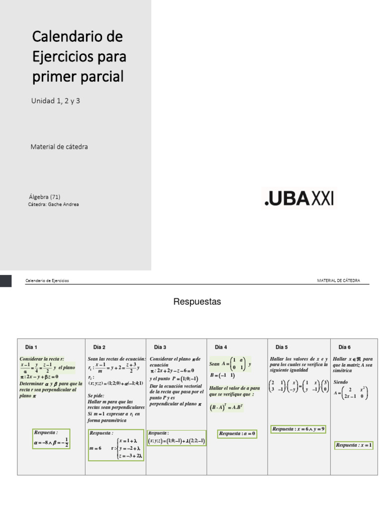 Calendario de Ejercicios para Primer Parcial - 2C - 2022 - RESPUESTAS ...