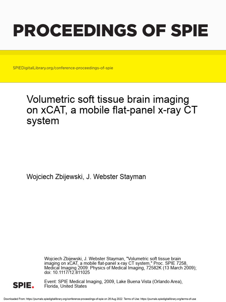 Proceedings of Spie: Volumetric Soft Tissue Brain Imaging On xCAT, A ...