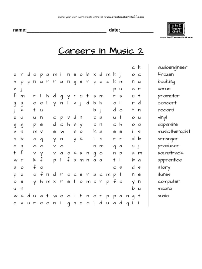 Careers in Music Word Search | PDF