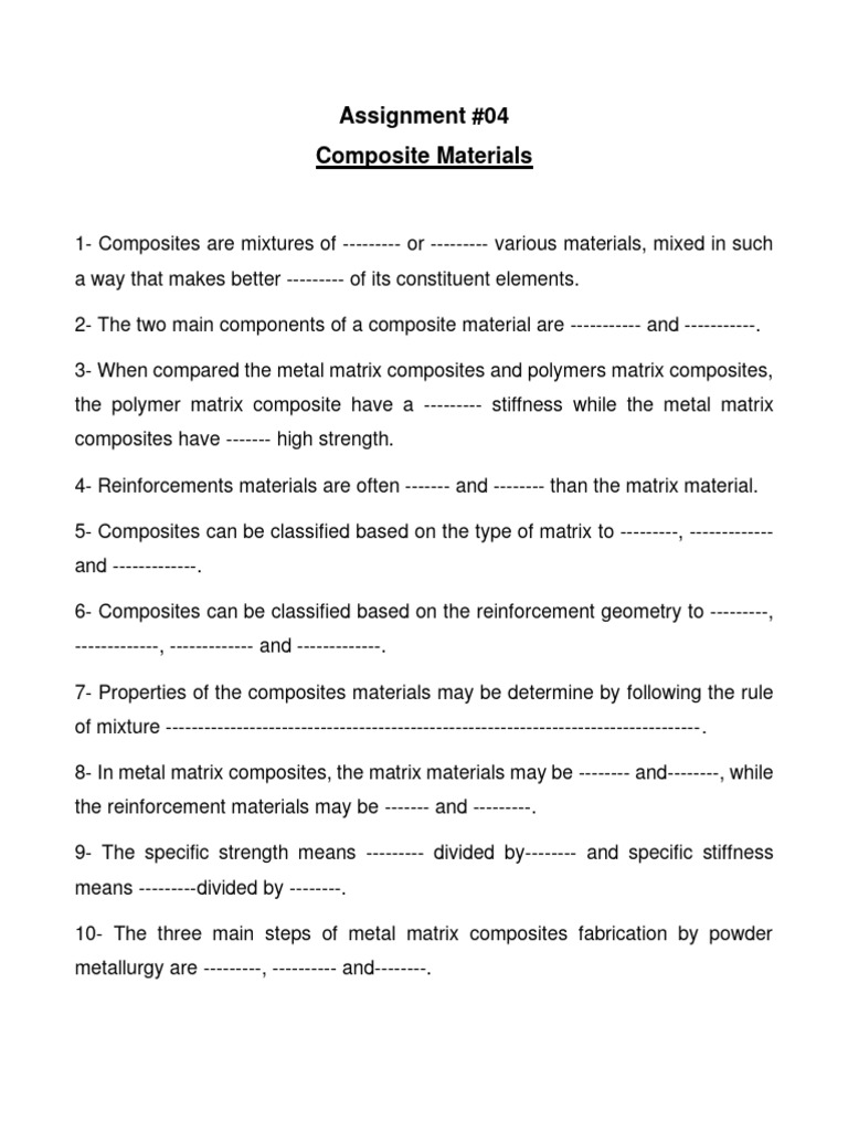 Assignment #04 Composite Materials | PDF | Composite Material | Materials Science