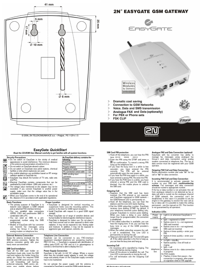 Quick Start Manual (EN) - 2N® EasyGate | PDF