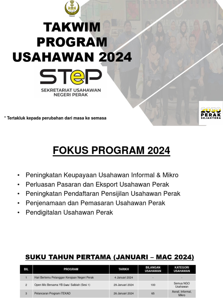 TAKWIM PROGRAM USAHAWAN STeP 2024 | PDF