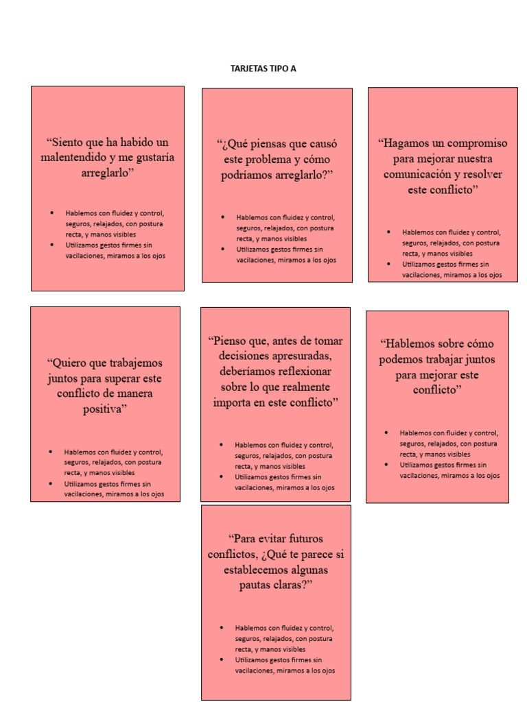 Tarjetas Comunicación Asertiva | PDF | Relaciones personales, crianza y ...