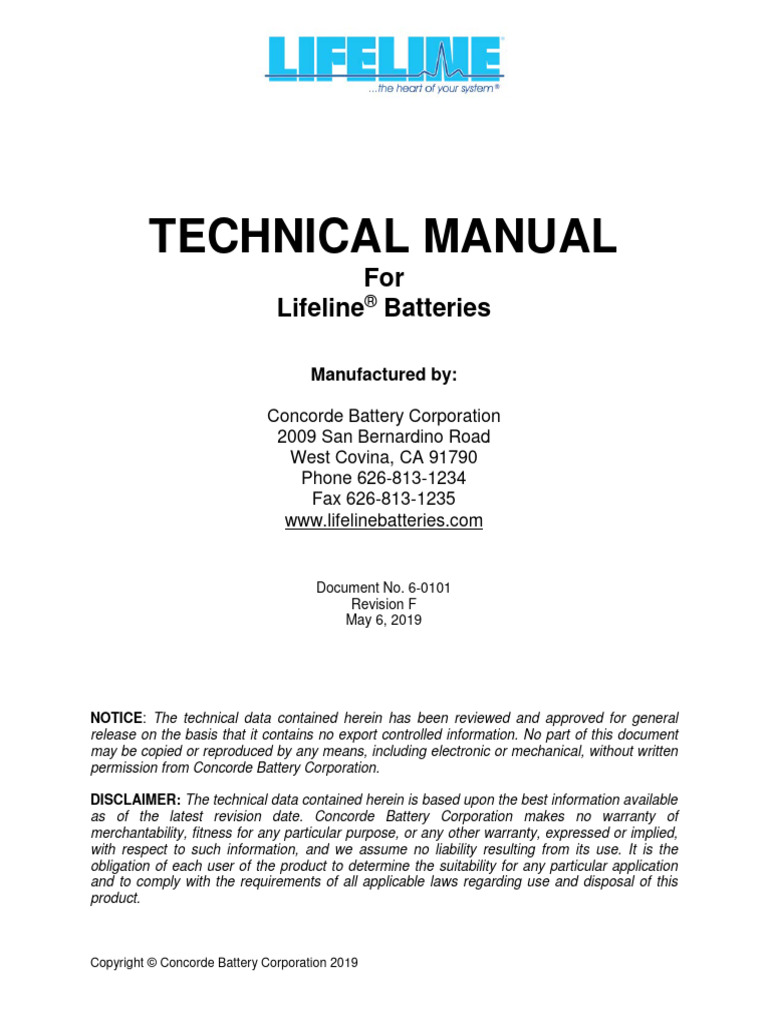 6 0101F Lifeline Technical Manual Final 5 06 19 | PDF | Battery Charger | Rechargeable Battery