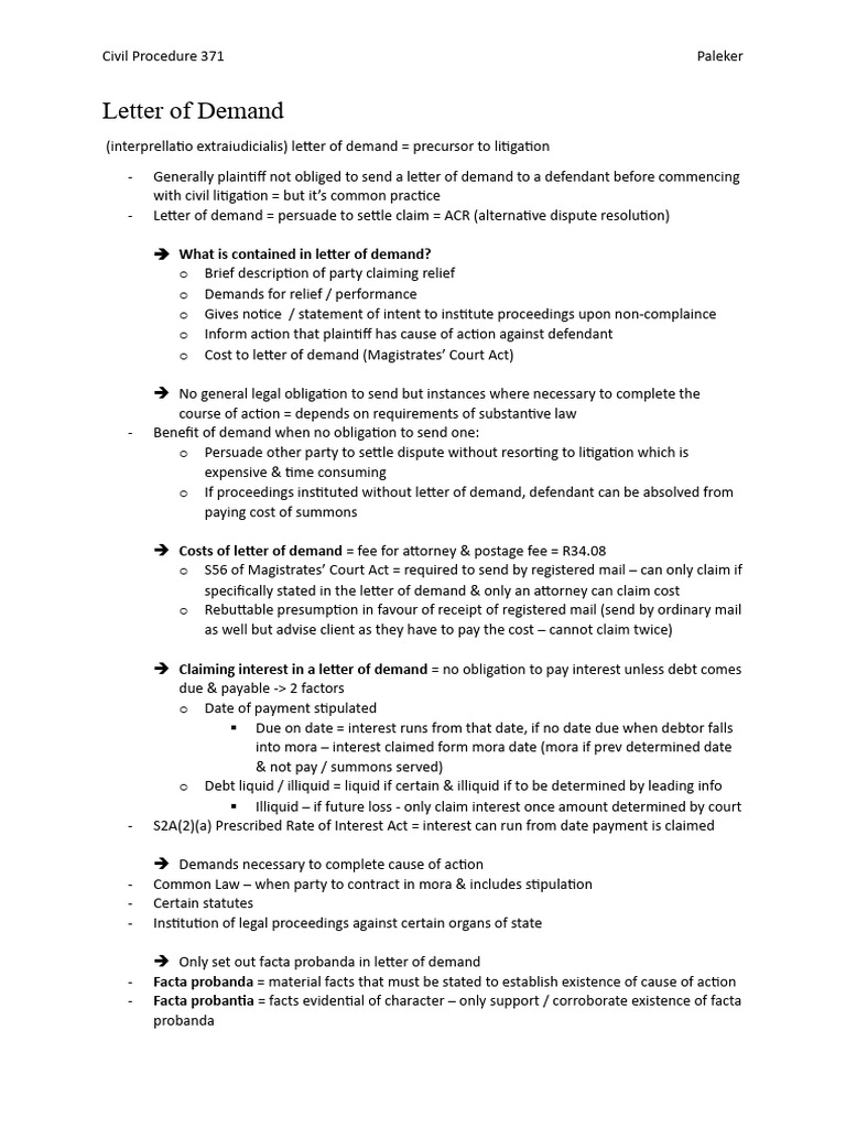 Letter of Demand | PDF