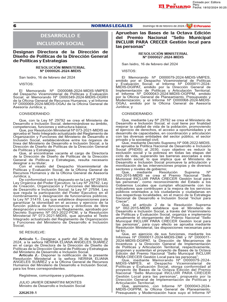 Aprueban Las Bases de La Octava Edición Del Premio Nacional Sello Municipal INCLUIR PARA CRECER ...