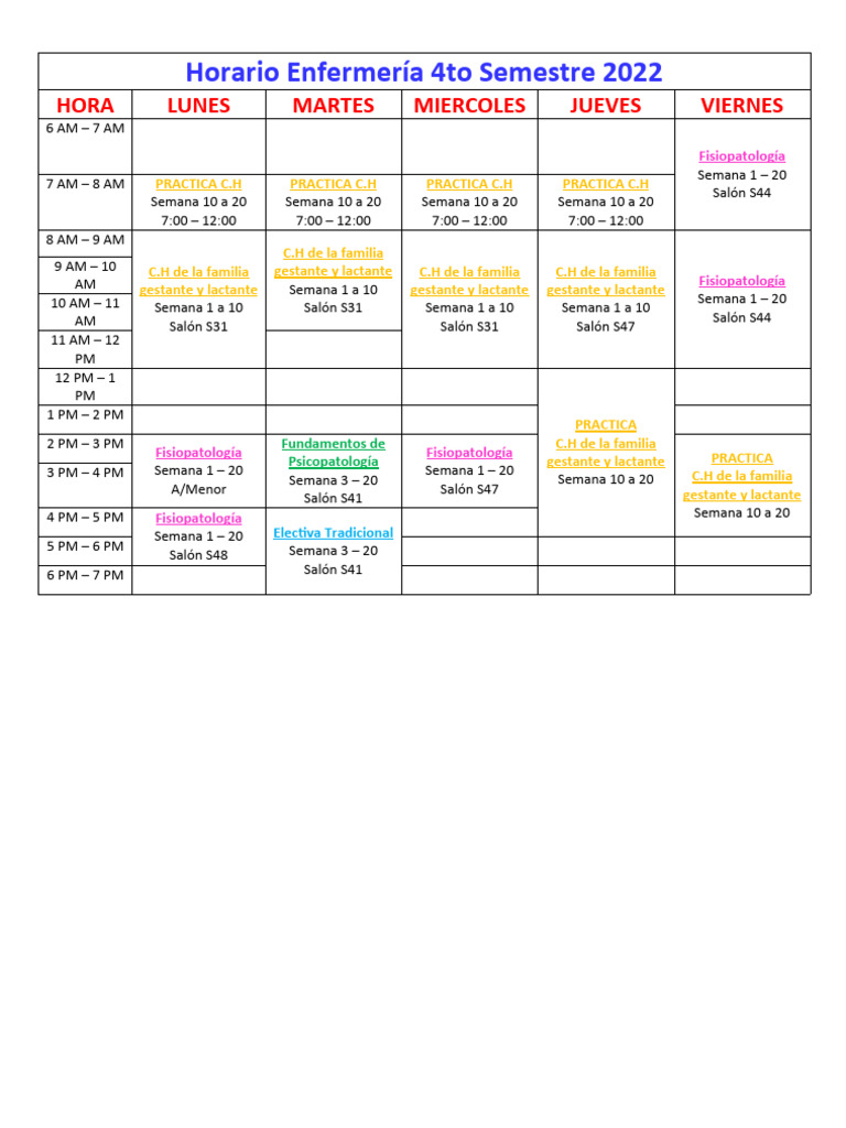Horario 4TO Semestre | PDF