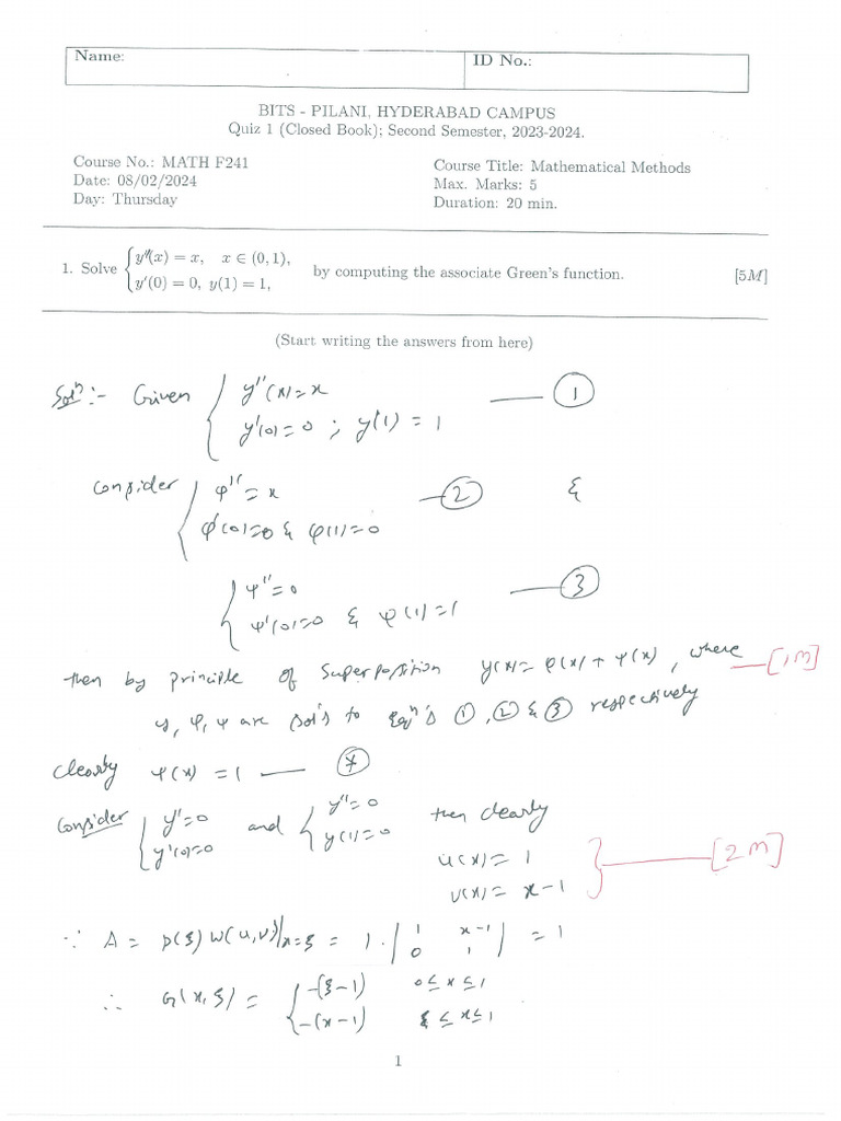 Quiz1 Solution Pdf