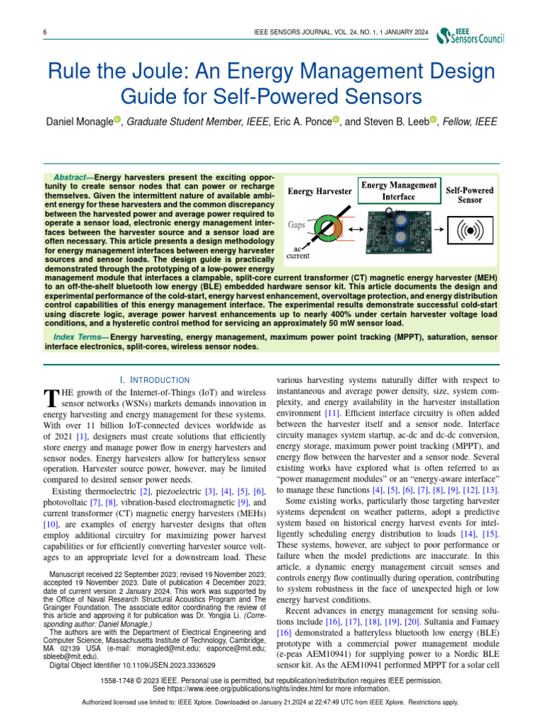 Rule The Joule An Energy Management Design Guide For Self-Powered Sensors | PDF | Rectifier | Mosfet