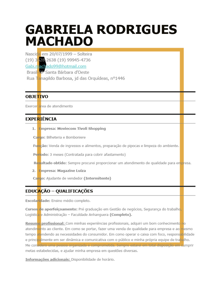 Currículo-Gabriela R Machado. | PDF