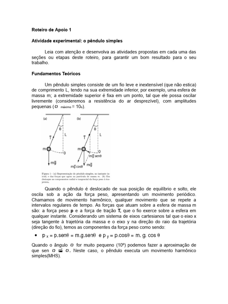 Experimento Pêndulo Simples | PDF | Pêndulo | Massa