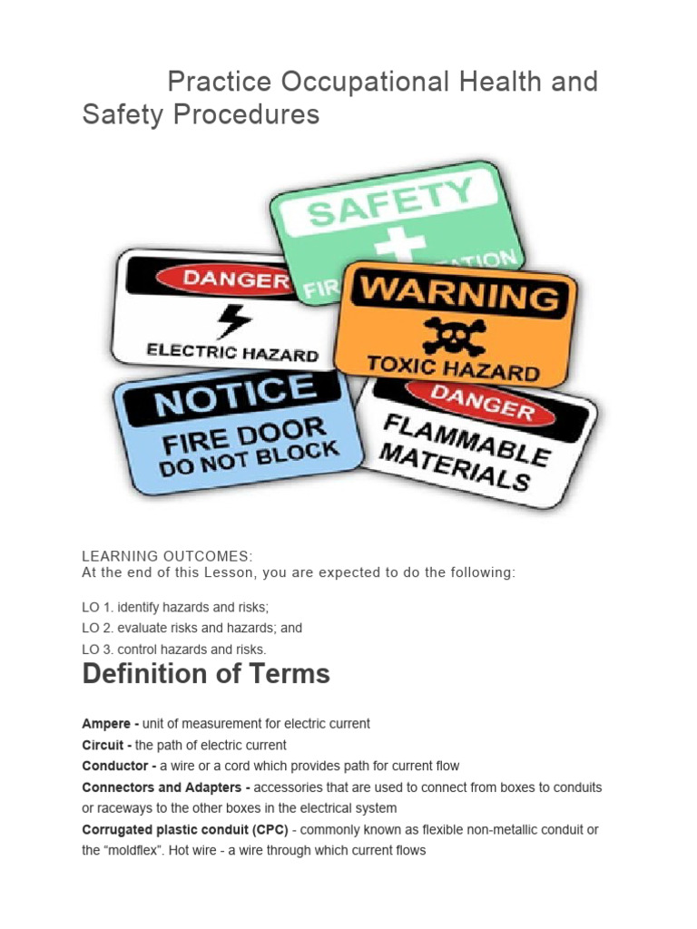 Practice Occupational Health and Safety Procedures | PDF | Hazards ...