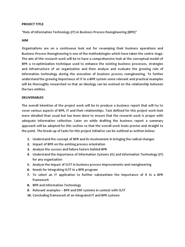 BPR Proposal | PDF | Business Process | Business