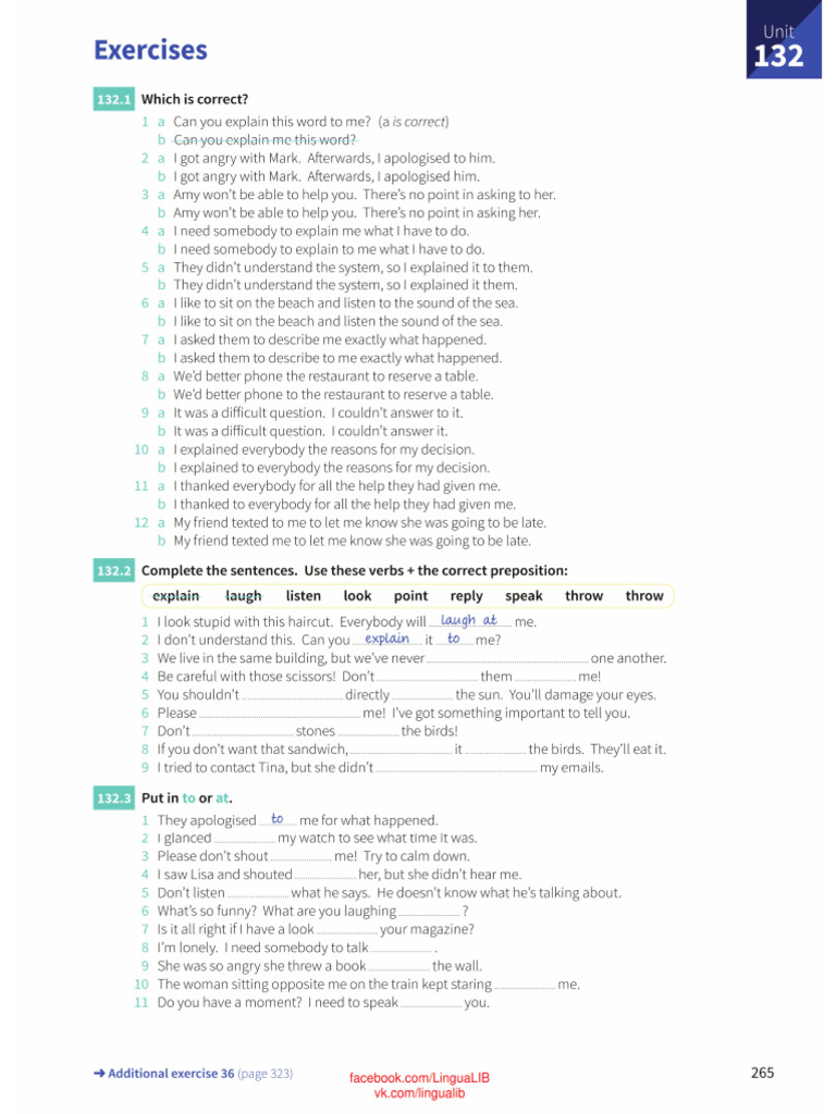 prepositional verbs 1 exercises | PDF