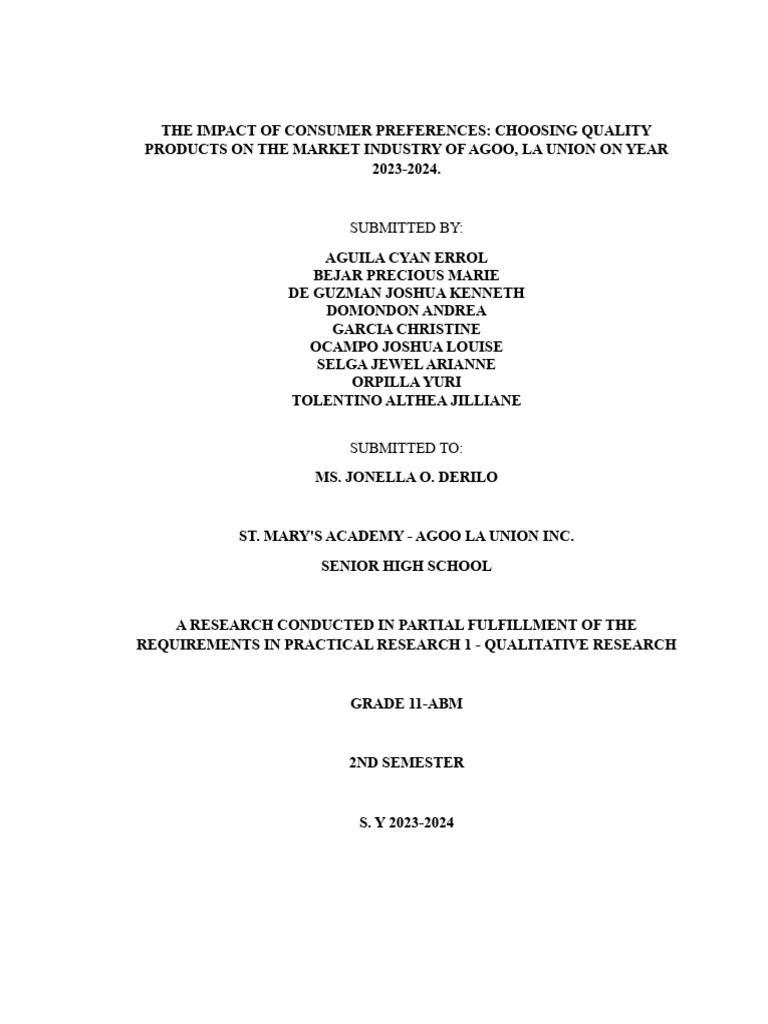 Practical Research 1 of 11 Abm | PDF | Economics | Marketing