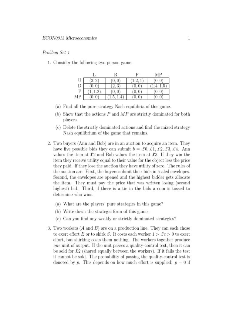ProblemSet1 New | Download Free PDF | Auction | Economic Theories
