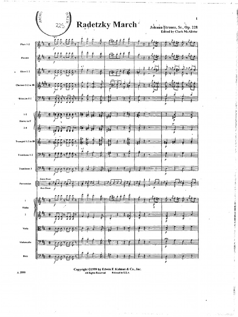 RADETZKY MARCH J.S.Strauss - Op.228 | PDF