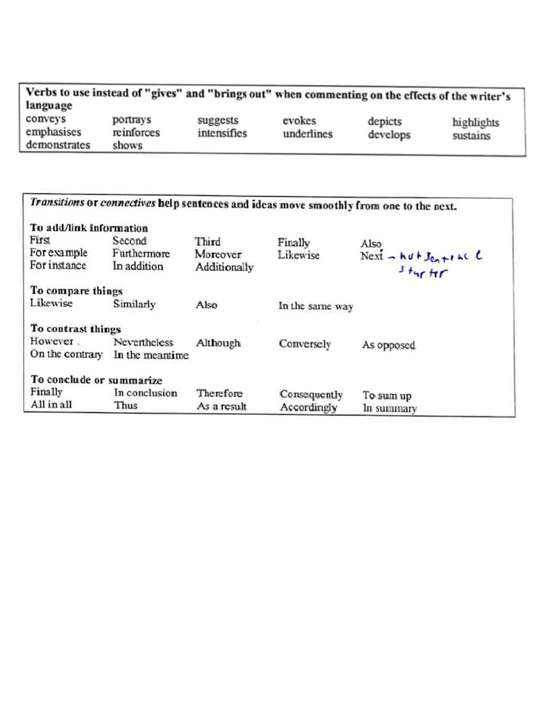 Analytical Verbs and Transitional Connectives | PDF