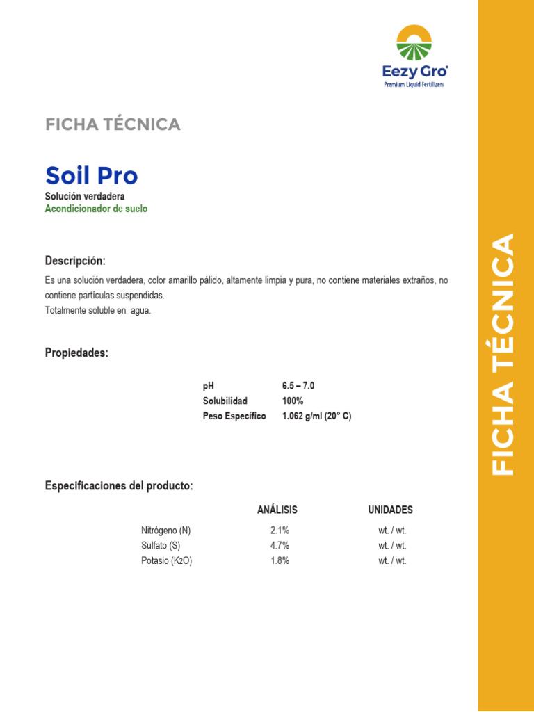 65145c6359b1f7170422bb75 - Ficha Técnica Soil Pro | PDF