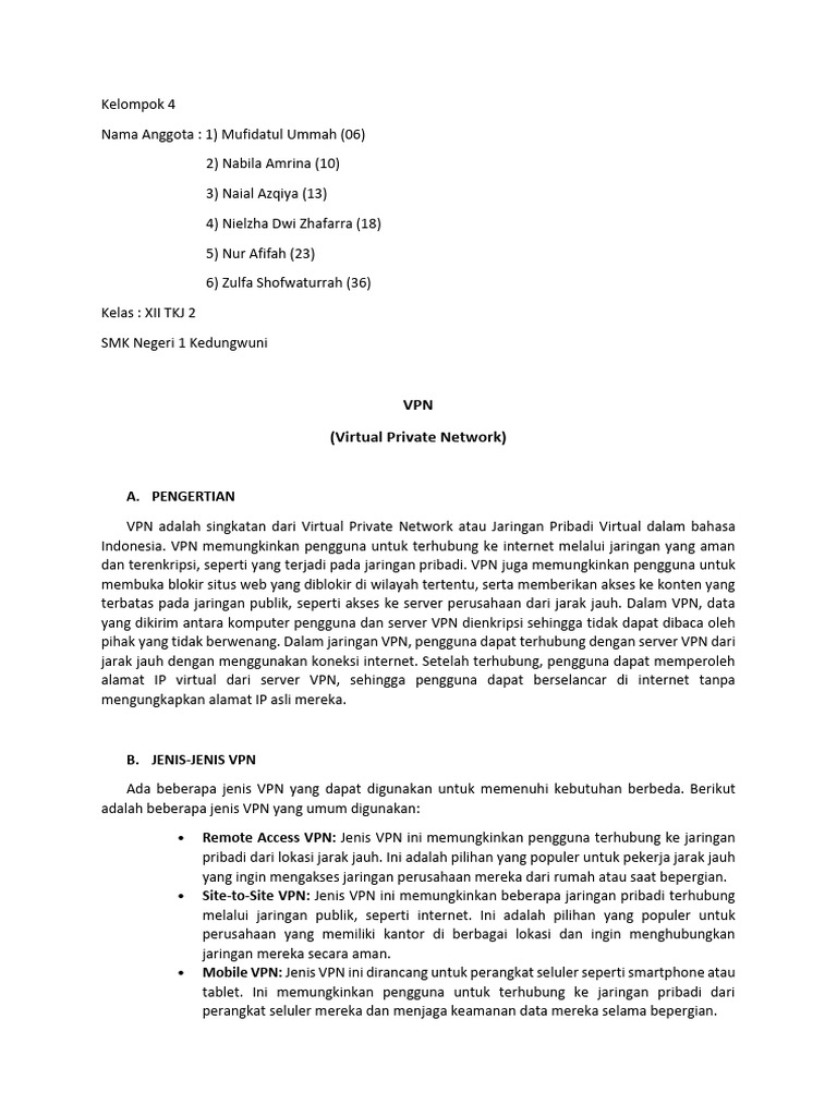 Kelompok 4 - XII TKJ 2 - VPN | PDF