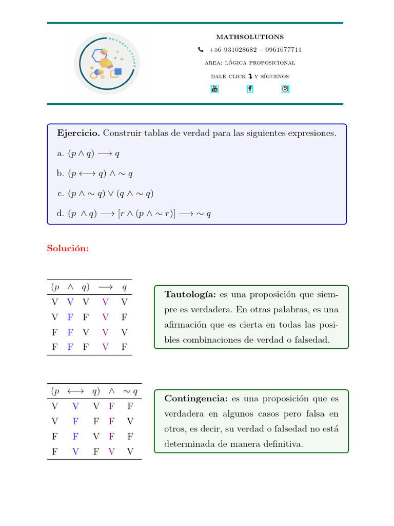 Math 25 08 2023 | PDF | Proposición | Expresiones lógicas