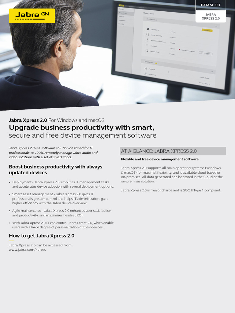 EN Jabra Xpress Datasheet A4 010222 | PDF | Computers