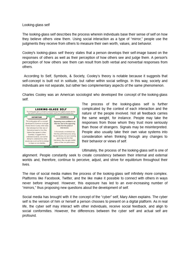 Looking-glass self | PDF | Psychology | Psychological Concepts