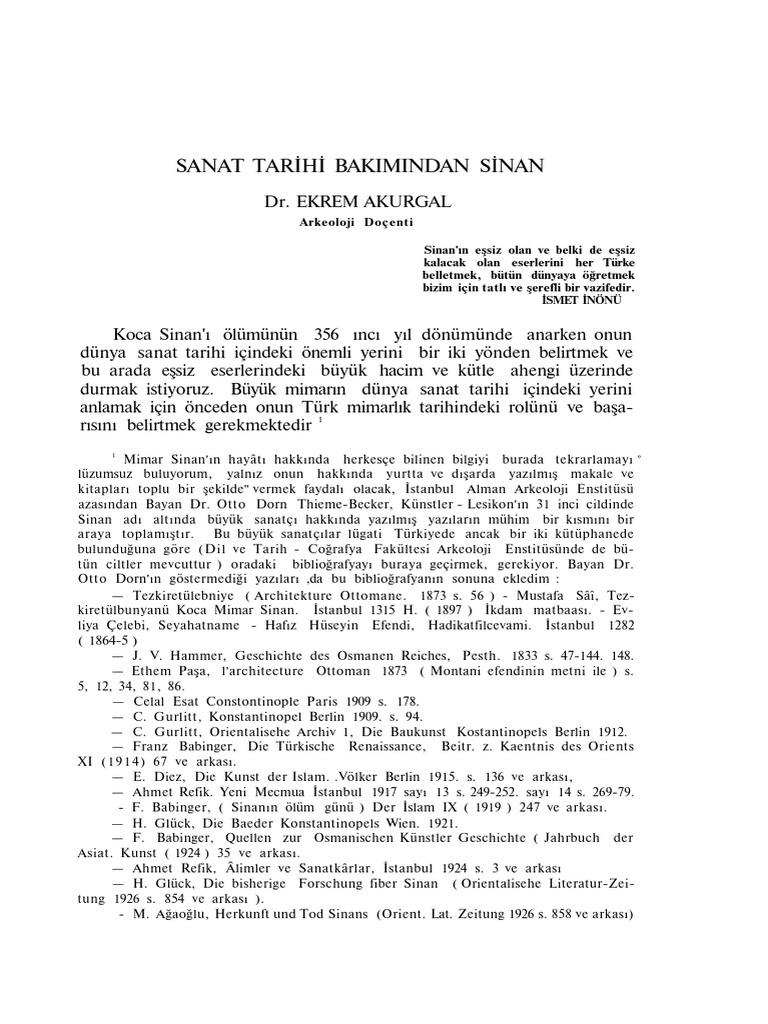 Sanat Tarihi Bakimindan Sinan | PDF