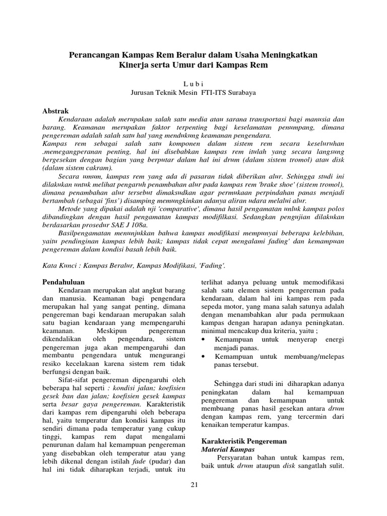 Its-Article-4867-Lubi-perancangan Kampas Rem Beralur Dalam Usaha Meningkatkan Kinerja Serta Umur ...