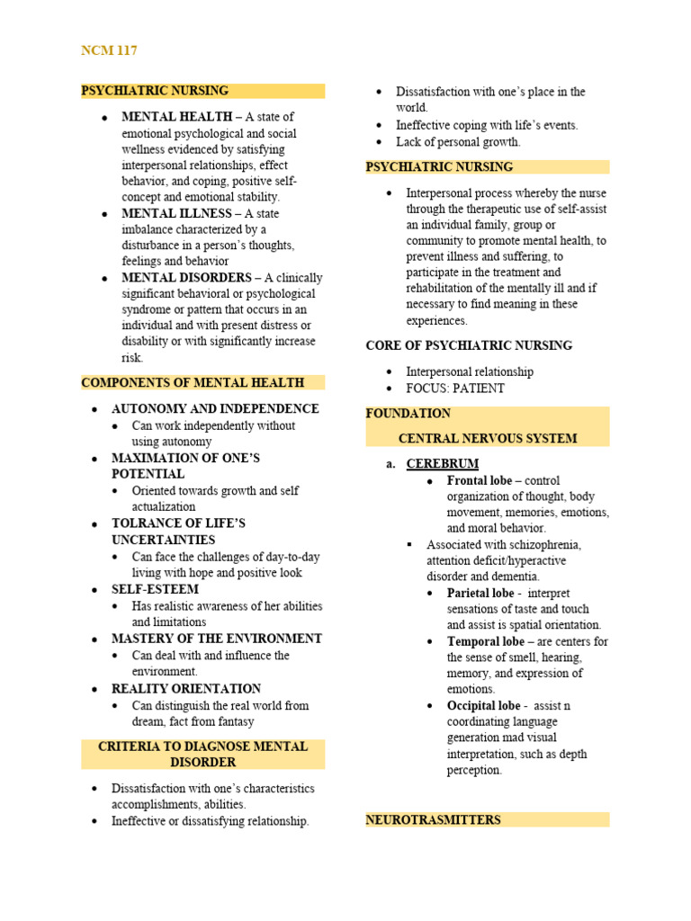 Psychiatric Nursing | PDF | Mental Disorder | Id
