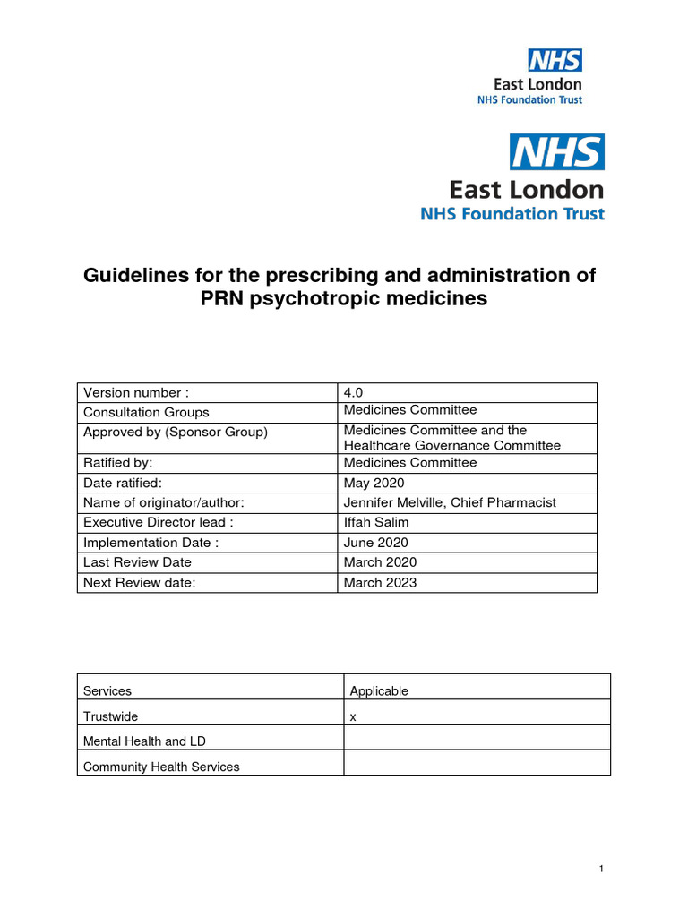 Guidelines For The Prescribing and Administration of PRN 4.0 | PDF ...