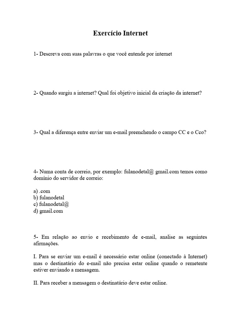 Atividade Internet | PDF | Internet | Protocolo de transferência de ...