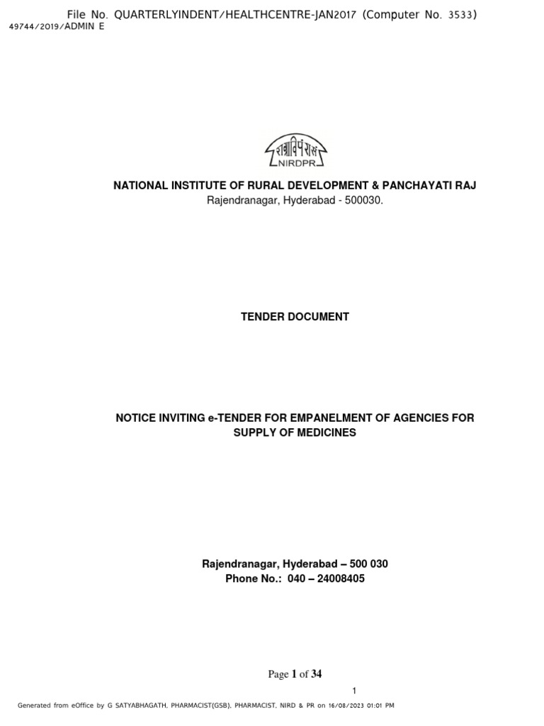 Nird Medicine Tender Document | PDF | Encryption | Online And Offline
