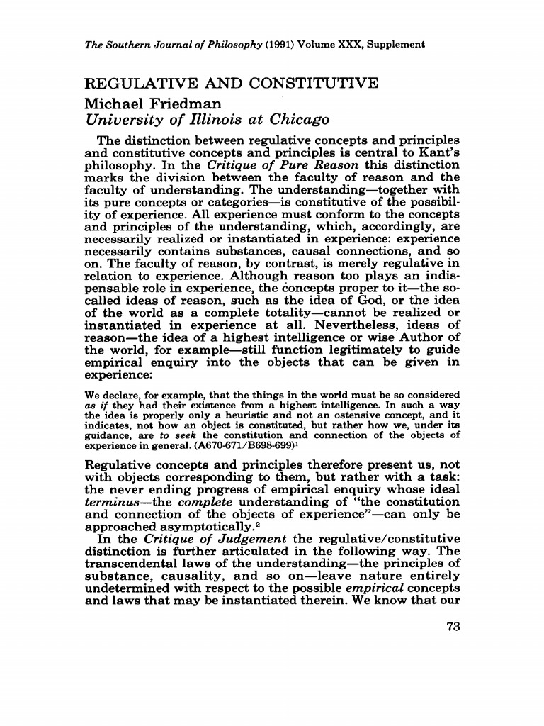 Friedman Regulative&constitutive | PDF | Immanuel Kant | Concept