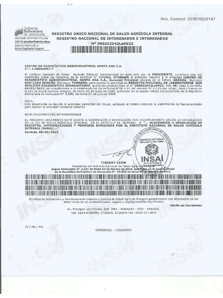 RE11 REGISTRO-INSAI-ZOOSANITARIO | PDF