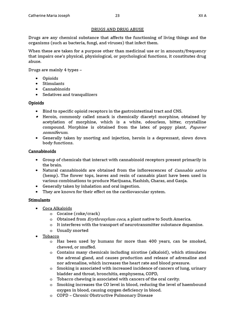 Seminar Report - Drugs and Drug Abuse | PDF