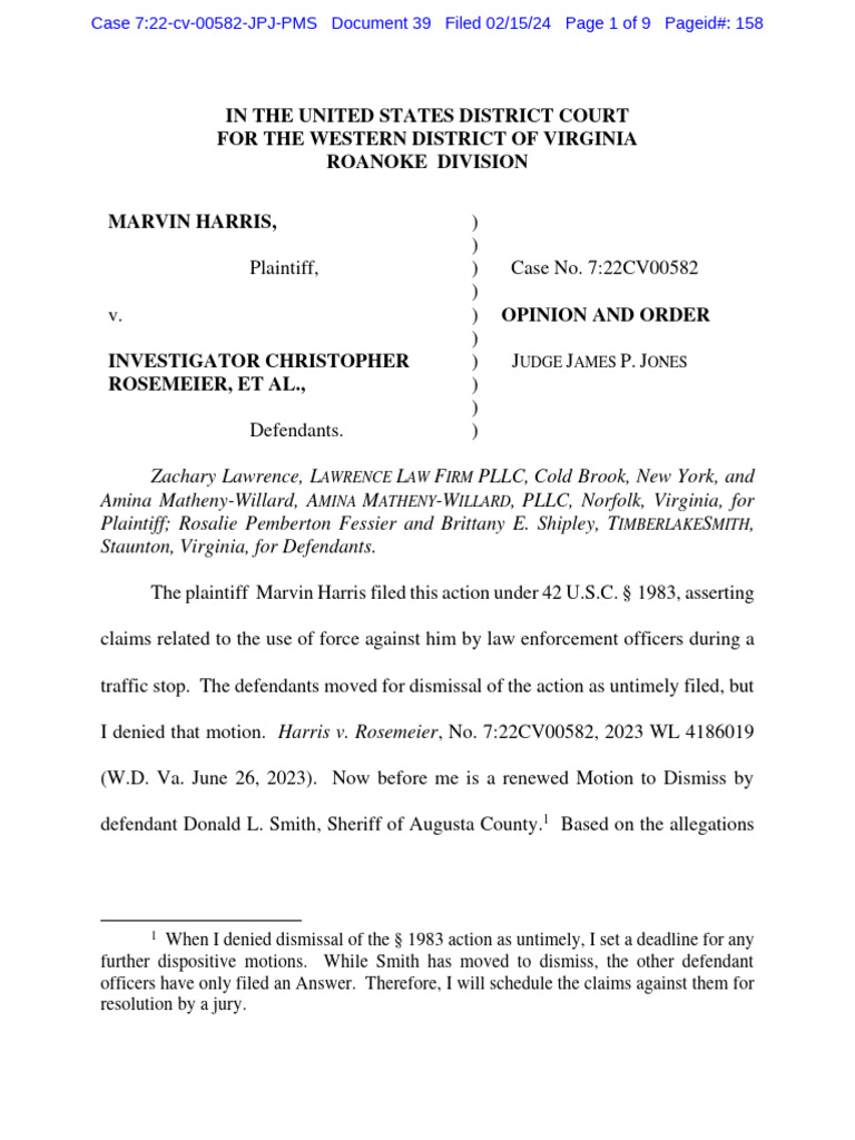 Harris V Rosemeier Et Al Vawdce-22-00582 0039.0 | PDF | Ashcroft V ...