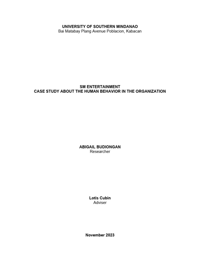 SM Entertainment Case Study (Human Behavior) | PDF | Diversity ...