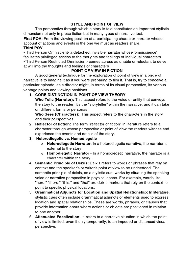 Hand Out For Style As Pov | PDF | Narration | Narrative