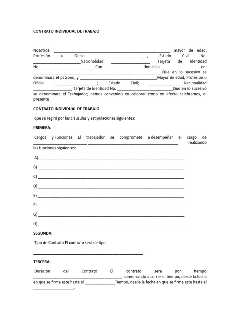 Contrato Individual de Trabajo | PDF | Derecho laboral | Economias