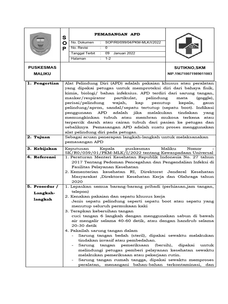 Sop Pemasangan Apd Pdf