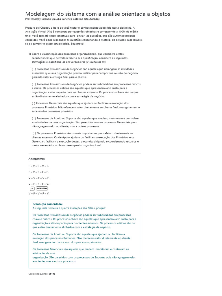 Modelagem Do Sistema Com A Análise Orientada A Objetos | PDF