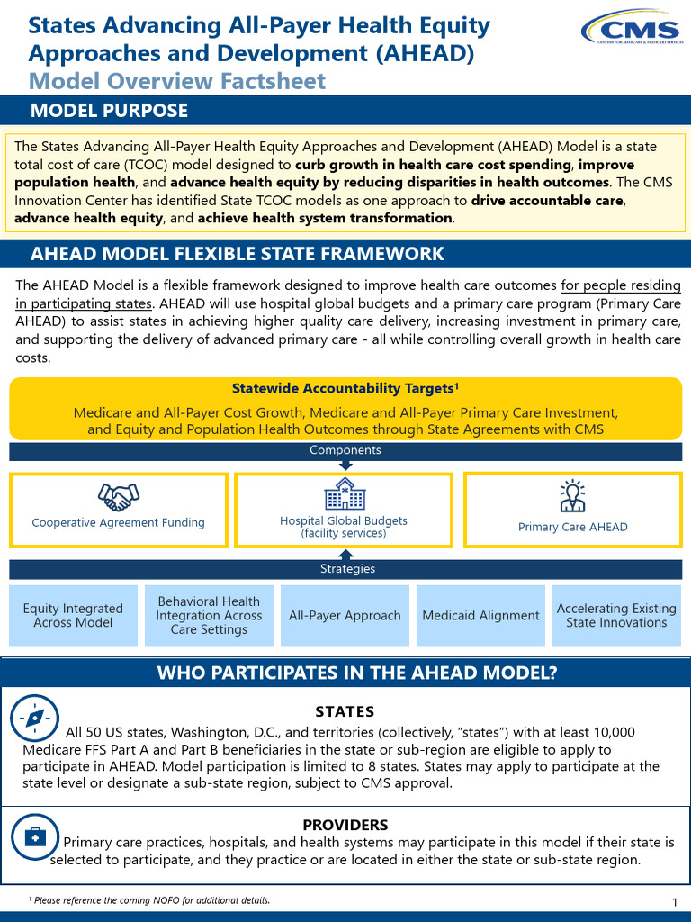 AHEAD Model Overview Factsheet | PDF | Medicare (United States ...