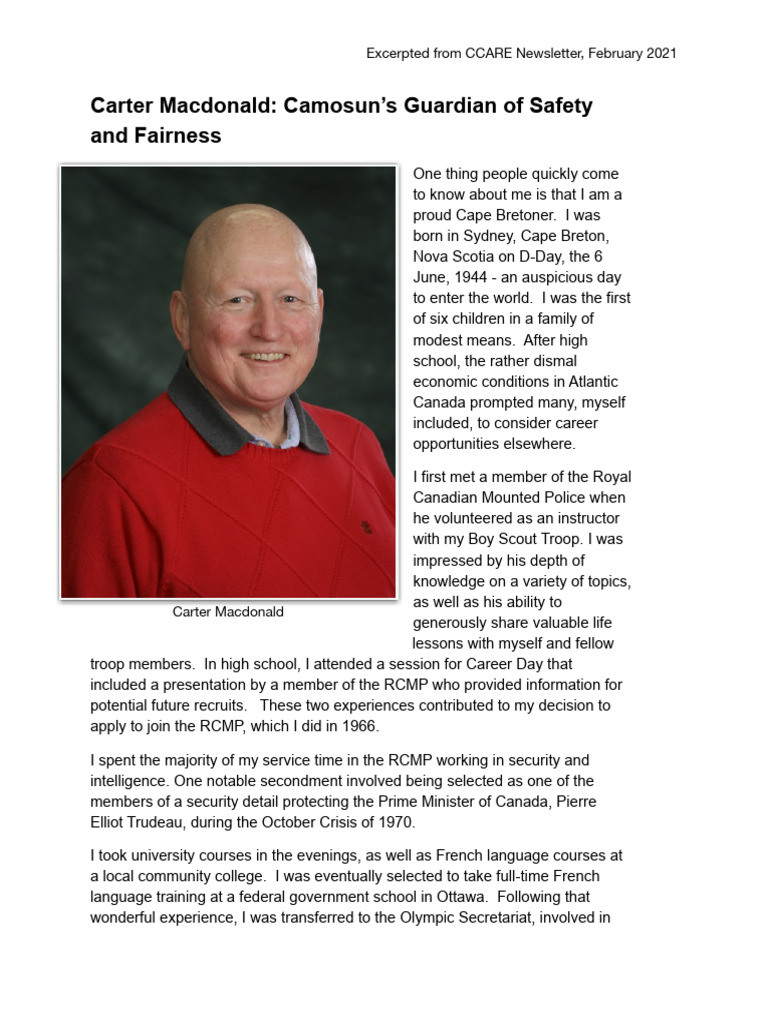 Ccare Pro Carter Macdonald Feature | PDF | Royal Canadian Mounted Police