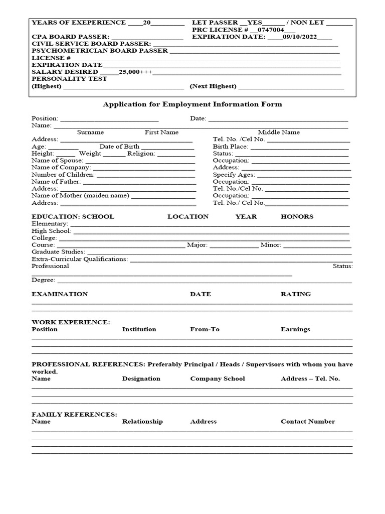 Applicant Application Form | Download Free PDF | Application Software