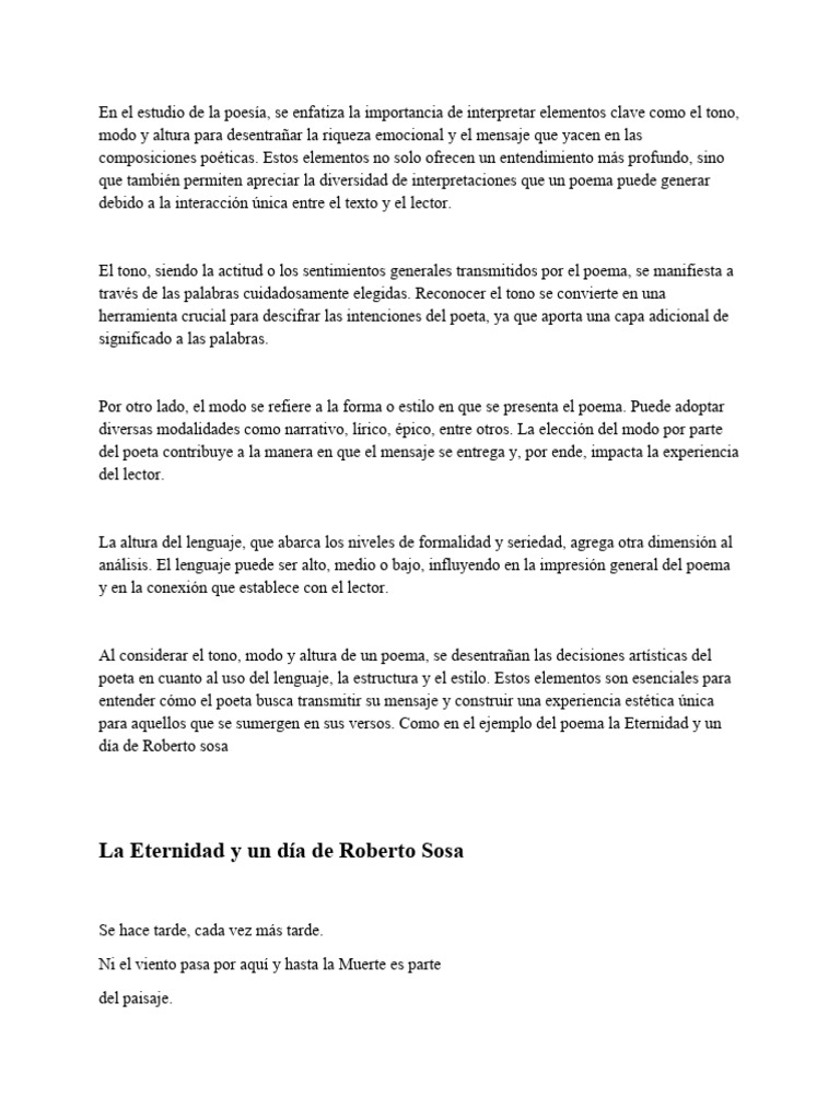La Eternidad y Un Día de Roberto Sosa | PDF | Poesía | Las emociones