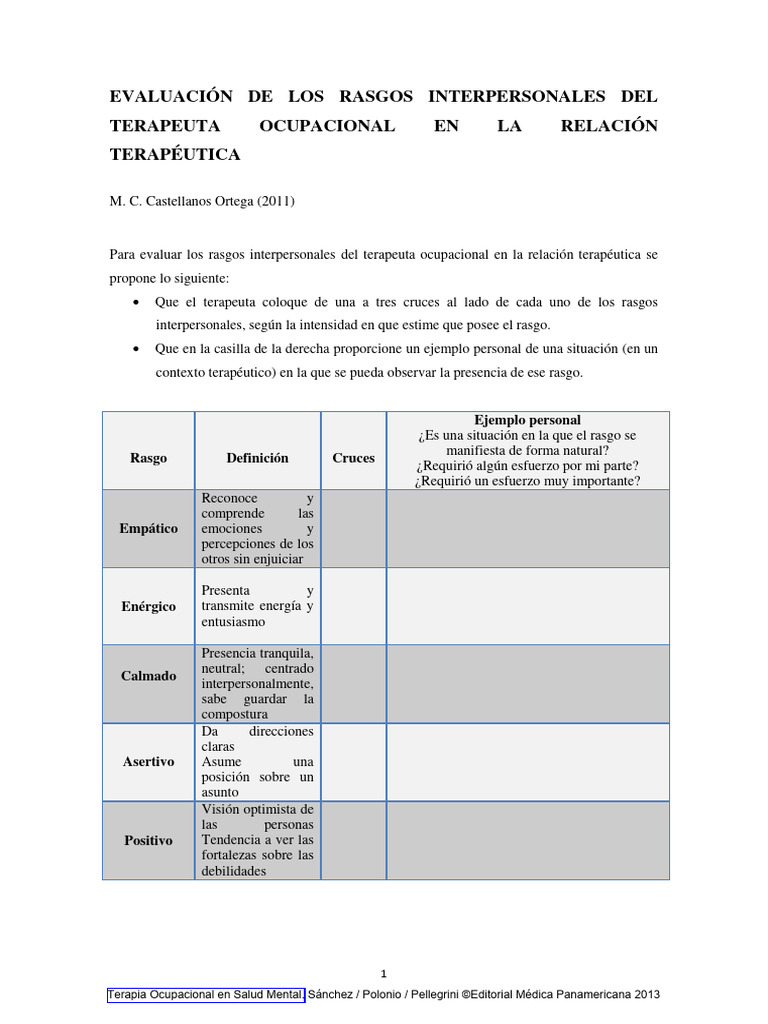 10 Evaluacion de Los Rasgos Interpersonales Del Terapeu | PDF | Terapia ...